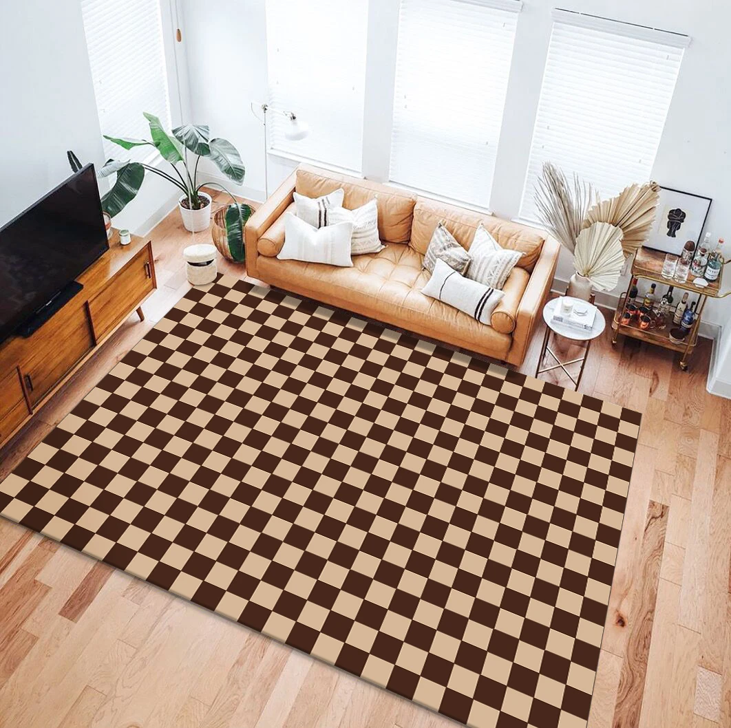 Checkered Color Moroccan Rug Living Room Bedroom Anti-skid Carpet Entry ...