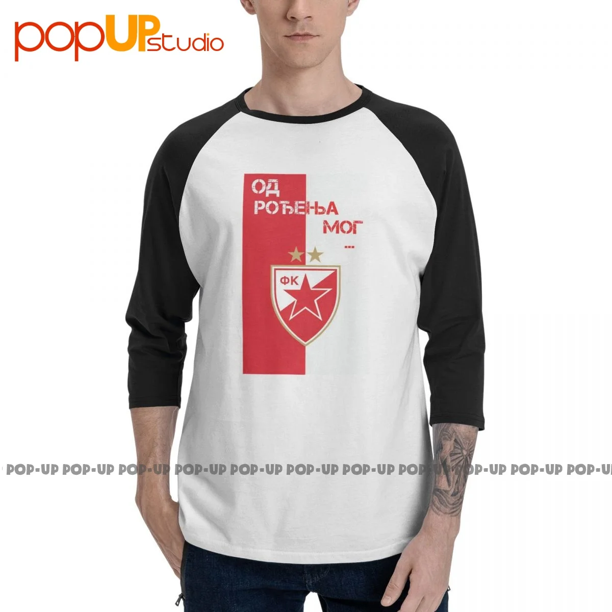 Maglia Meme Fan Stella Rossa Belgrado Serbia Crvena Zvezda 3/4 Sleeve T ...