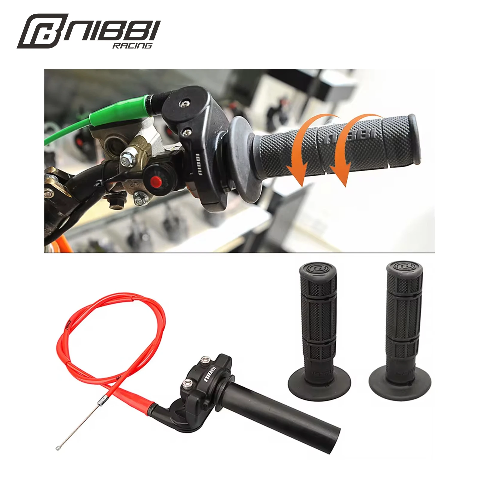 NIBBI 22mm Motorcycle Throttle Handle With Cable Line Moto Accessories ...
