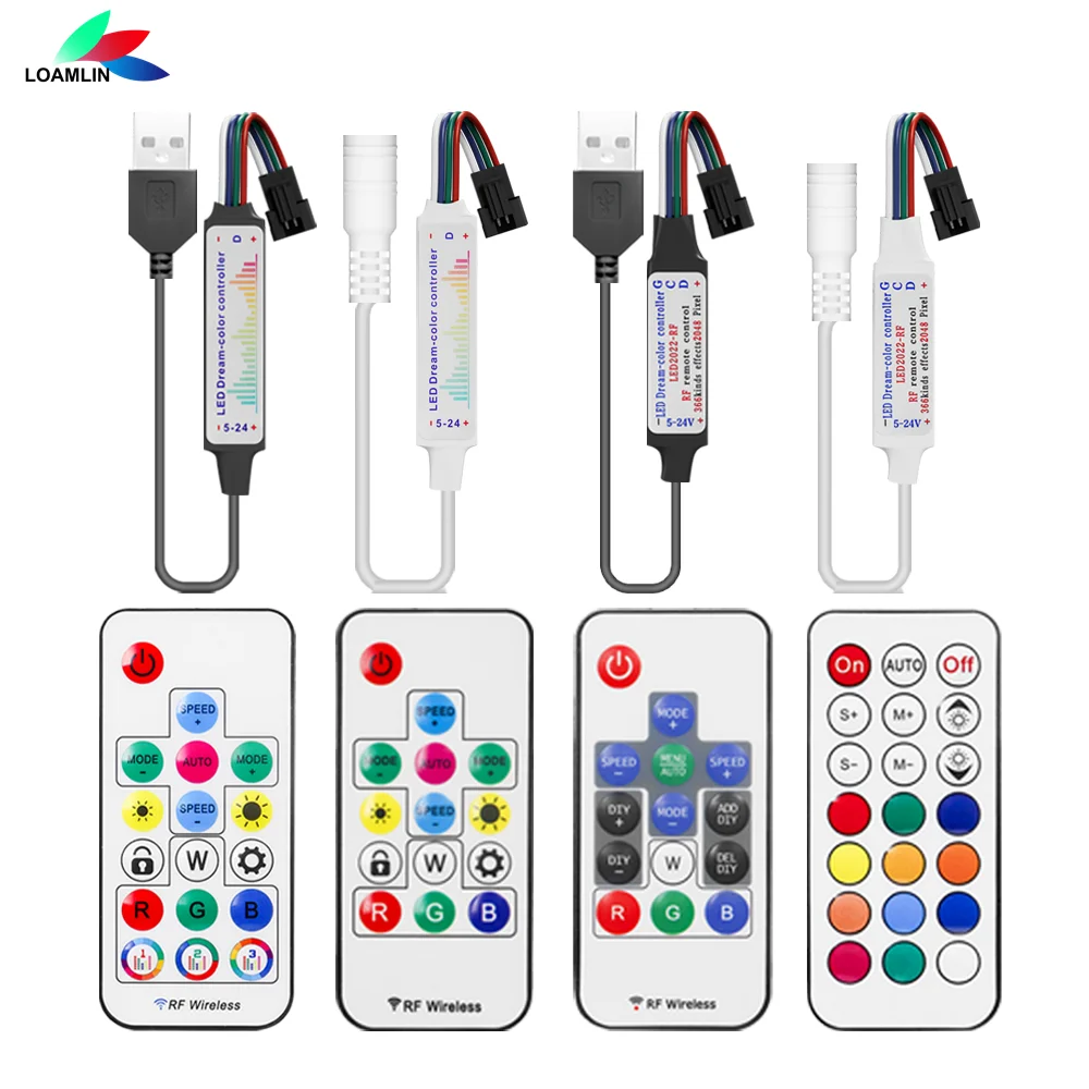 USB-DC-Mini-RF-14-17-21Keys-4Pin-Led-lights-Remote-Controller-Pixels ...