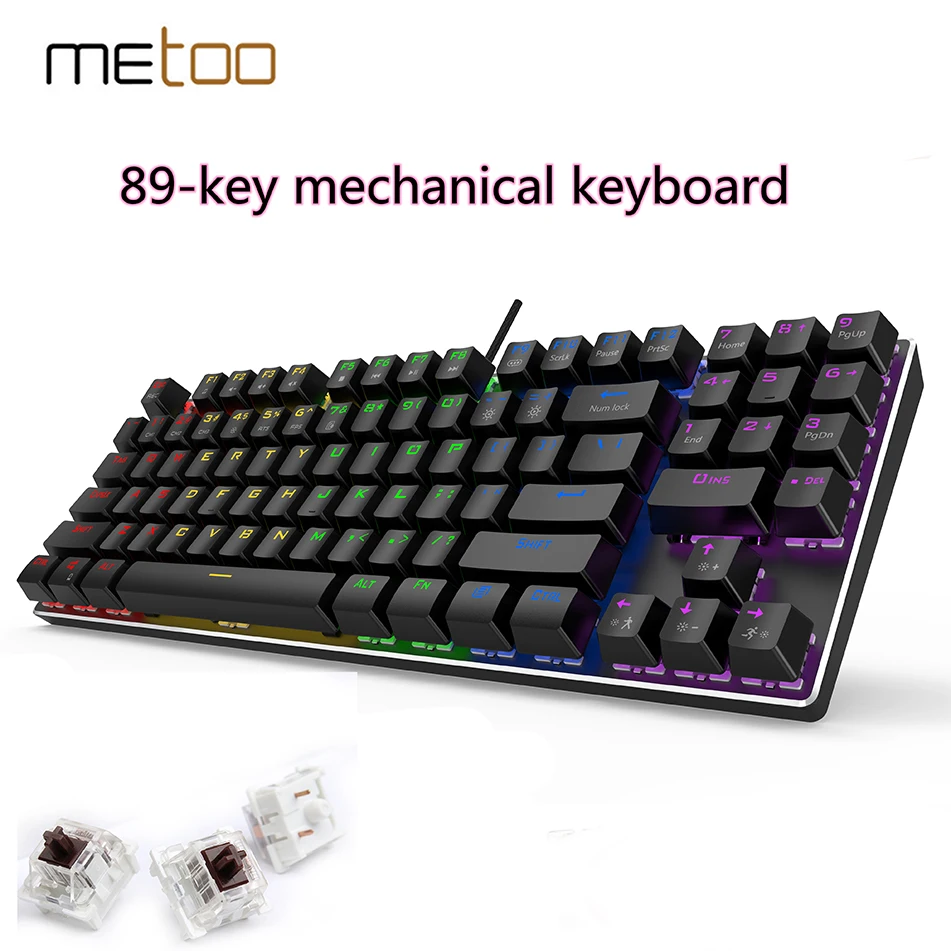 Metoo Wired Gaming Mechanical Keyboard Backlit 89 Key Anti-ghosting ...