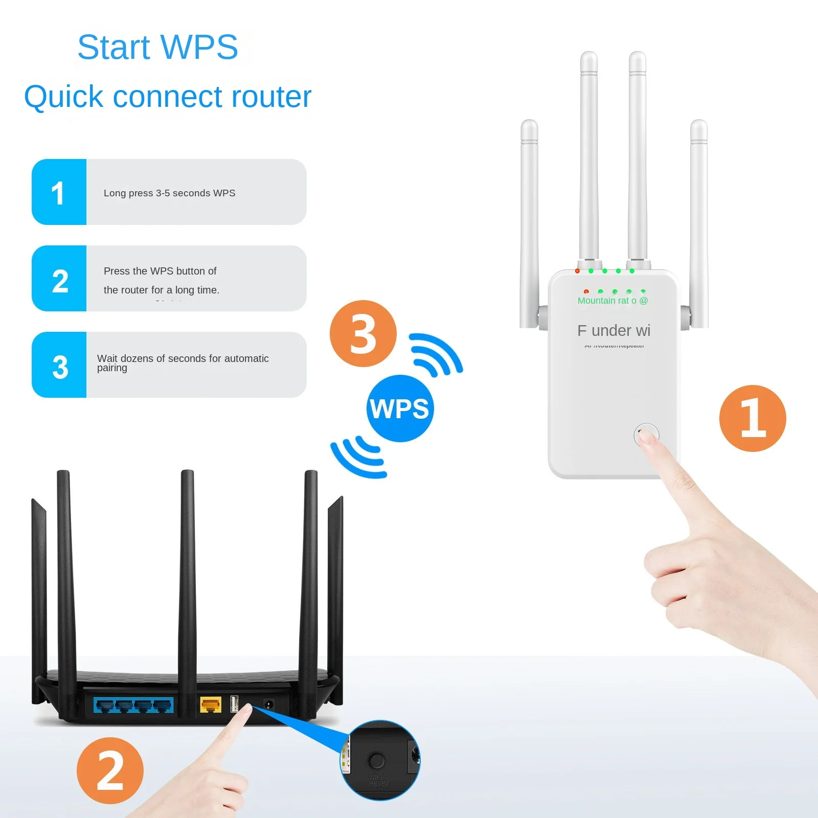 Amplificator Semnal Wireless, Begleri®, Range Extender Retea WiFi, 4 ...