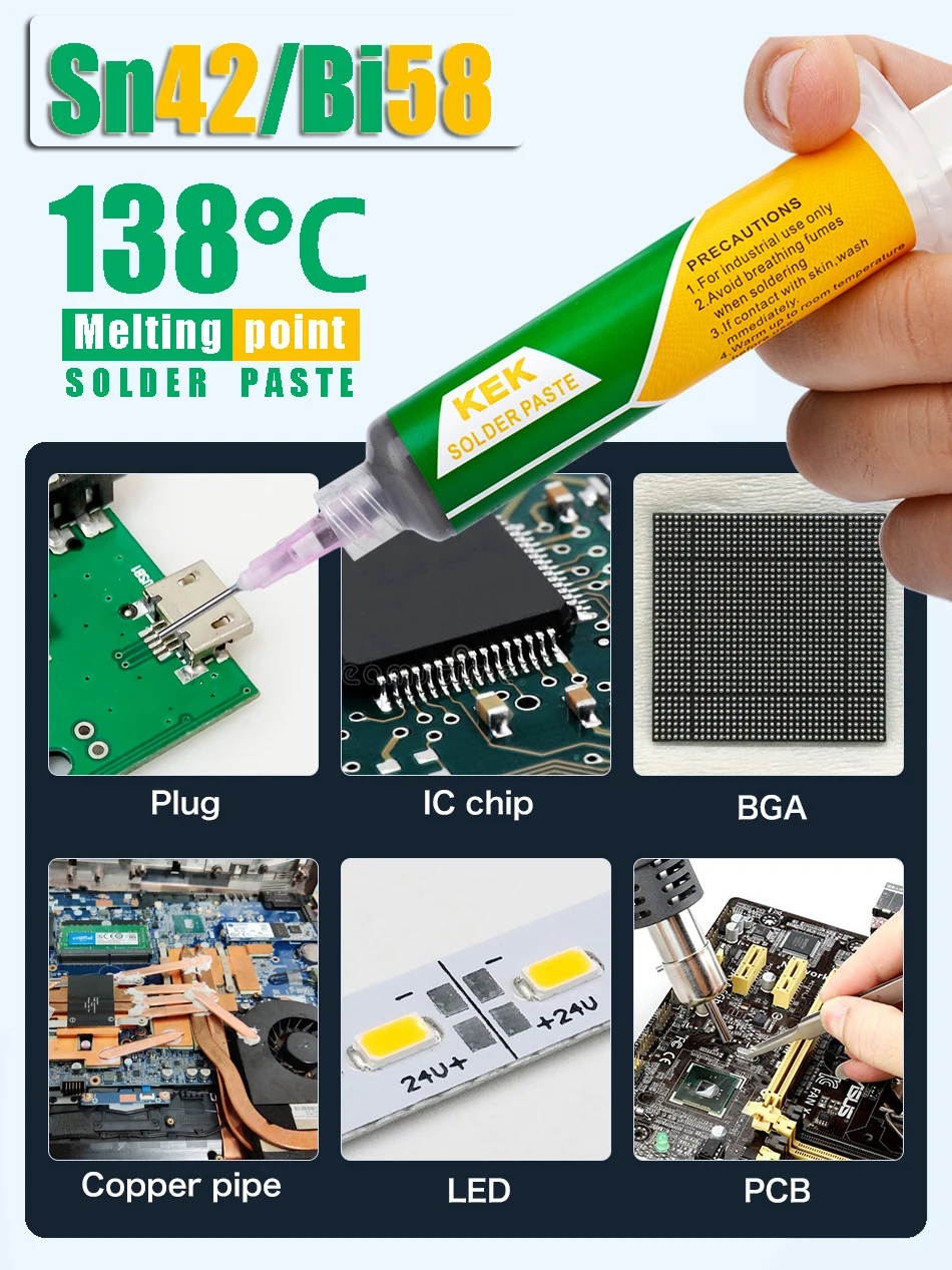 Needle-tube Type Lead-free Low Temperature Solder Paste Sn42Bi58 ...