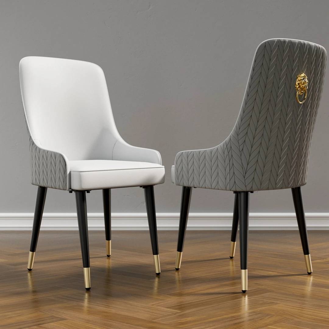 Set Of 2 Modern Microfiber Leather Dining Chairs with Metal Legs ...