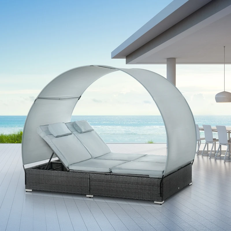 Double-lounge-chair-with-sunshade-garden-lounge-chair-double-terrace ...