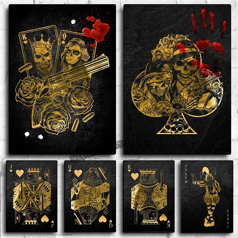 Black-Golden-Playing-Cards-Mural-The-King-of-Poker-Casino-Posters-and ...