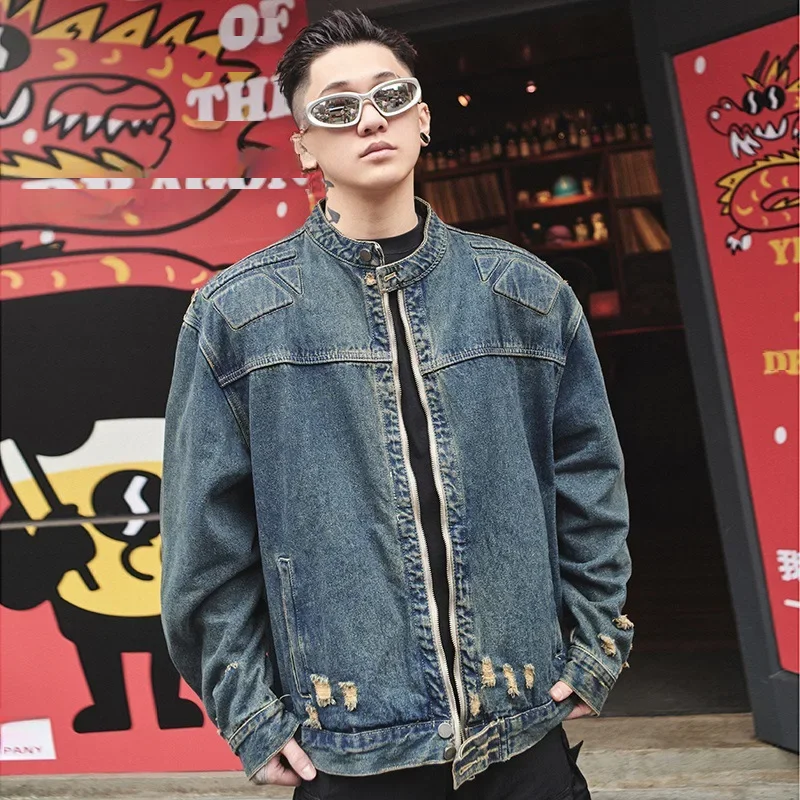 Chaqueta-vaquera-negra-opaca-de-estilo-americano-ropa-desgastada ...