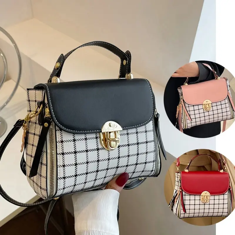 Small-Crossbody-Bags-Faux-Leather-Top-Handle-Bag-Plaid-Cute-Square-Bag ...