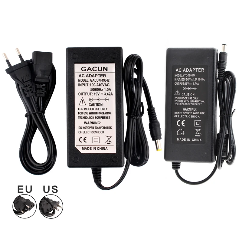 Laptop Adapter 19V Charger Notebook Power Supply DC 19 Volt 3.42A 65W 4 ...