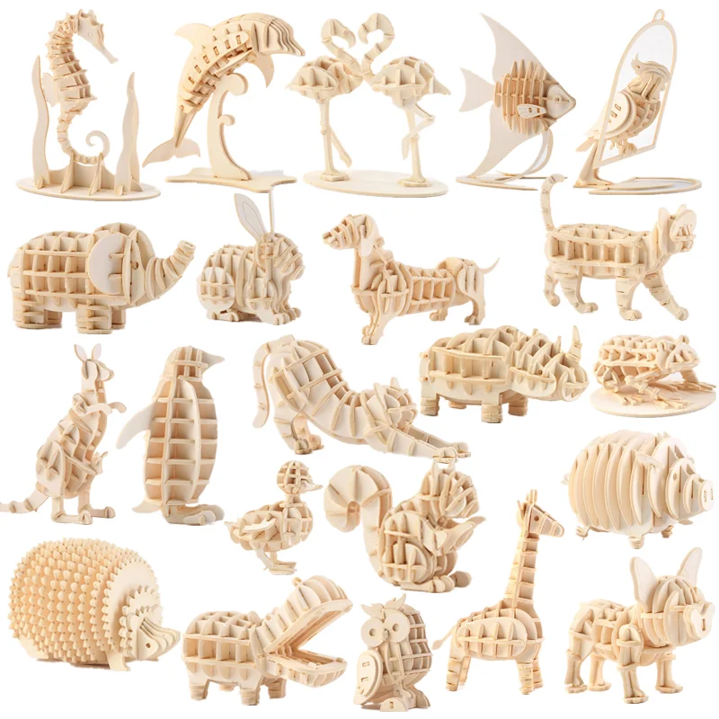 3D-Ornaments-Wooden-Puzzle-Animal-Assembly-Kits-DIY-Table-Decoration ...