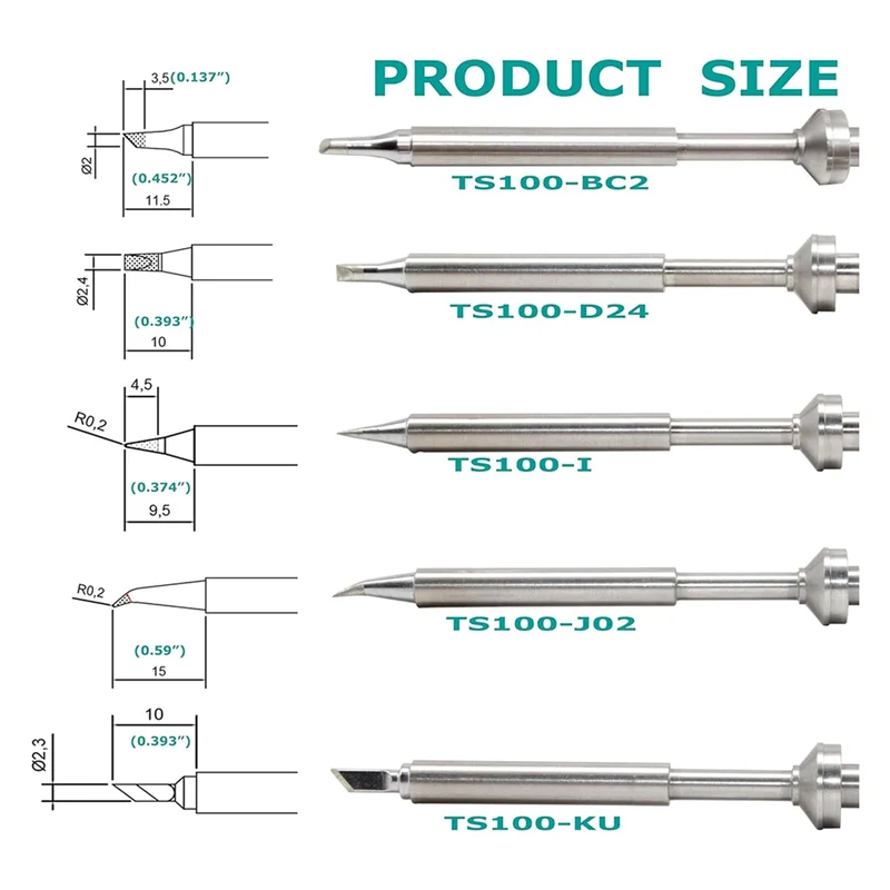 5PCS Soldering Iron Tips,TS100 Series Rapid Heating Replacement Tip For ...