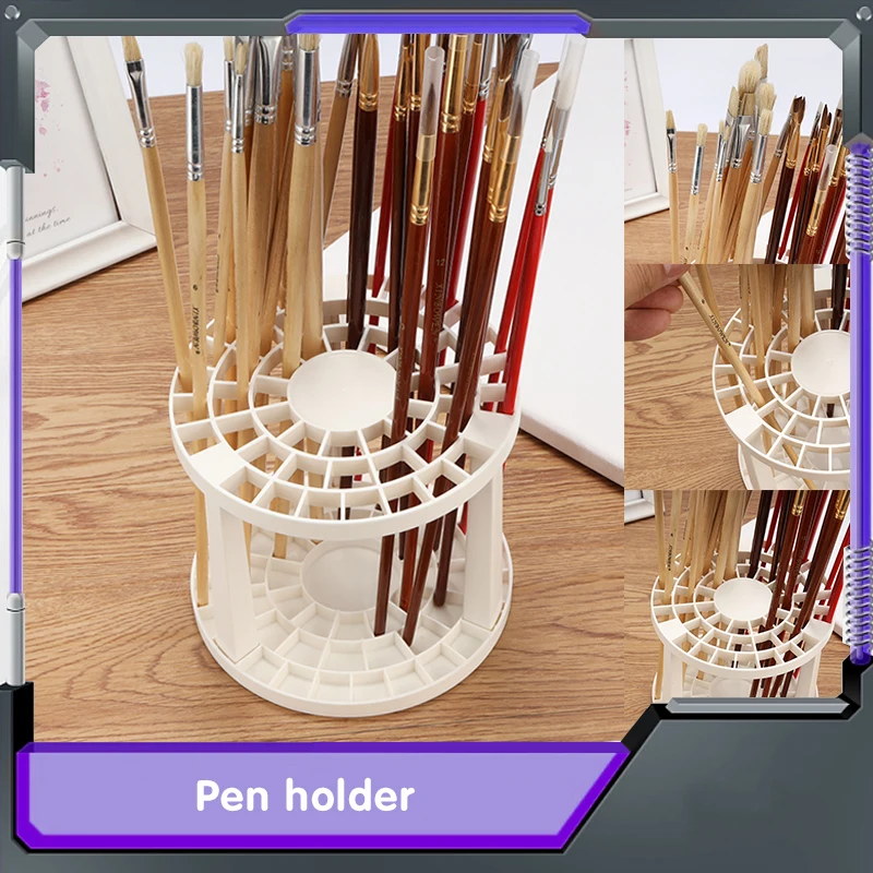 Portable-49-Holes-Paint-Brush-Watercolor-Drawing-Holder-Stand-Supplies ...