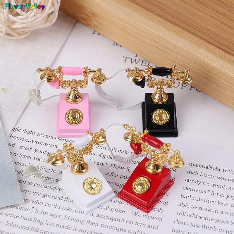 1pc-1-12-Miniature-Phone-Model-Alloy-Vintage-Retro-Rotary-Telephone ...