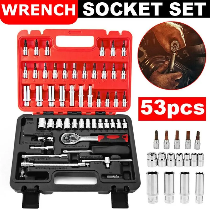 53PC-Socket-Wrench-Batch-Head-Set-Combination-Tool-Metric-System-1-4 ...