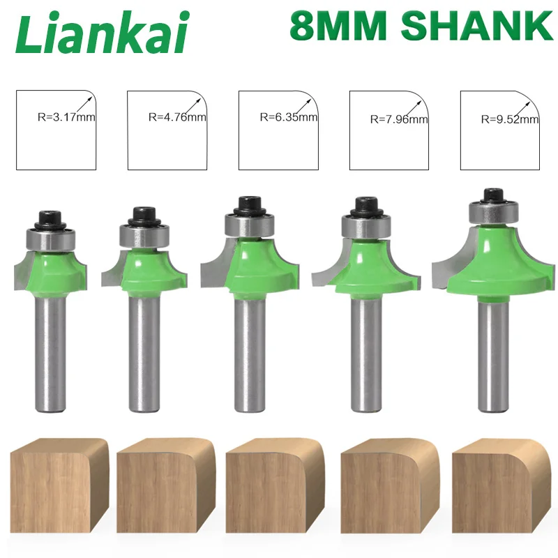 Liankai-1pc-8mm-Corner-Round-Over-Router-Bit-with-Bearing-for-Wood ...