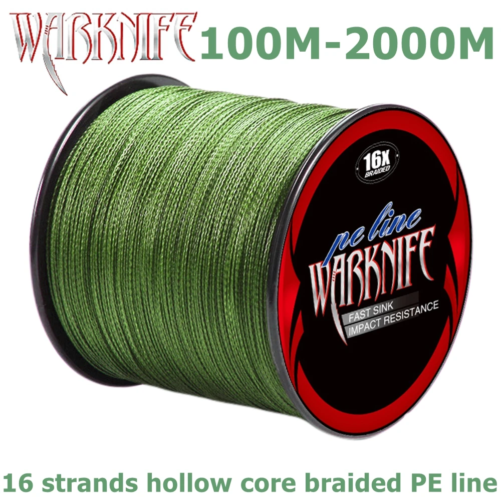 Warknife 16 Strands 100M - 2000M PE Hollow Core PE Japan Braided Fishing Line 20LBs-500LBs PE ...