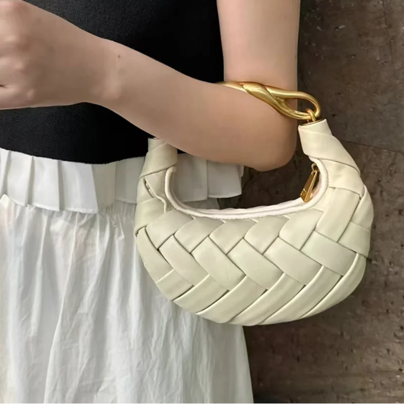 Hand-woven Gold Handle Bird Nest Bag Exquisite Brand Luxury Niche ...