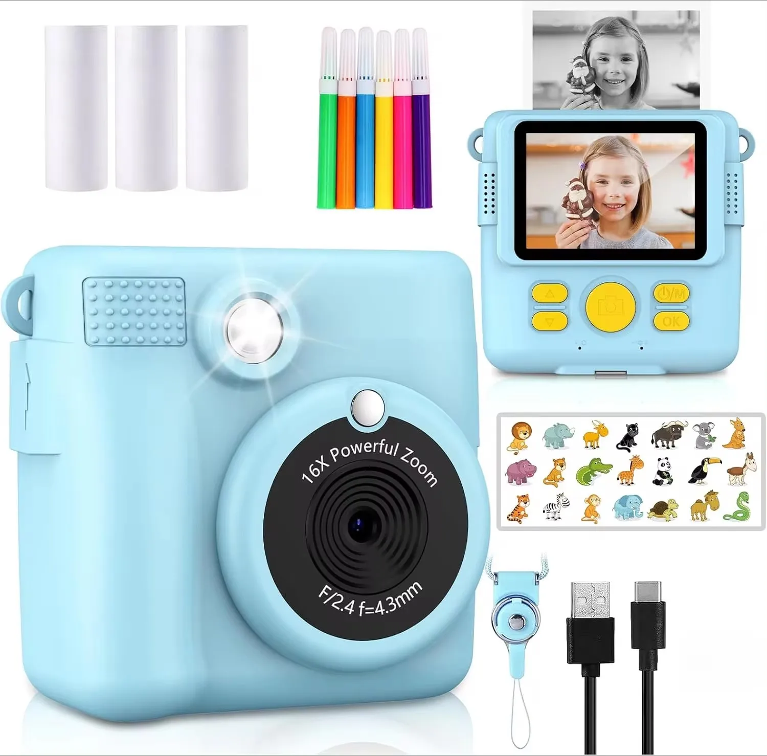 Unisex Toy Cameras for Children gift - Instantly Prints Photos with ...