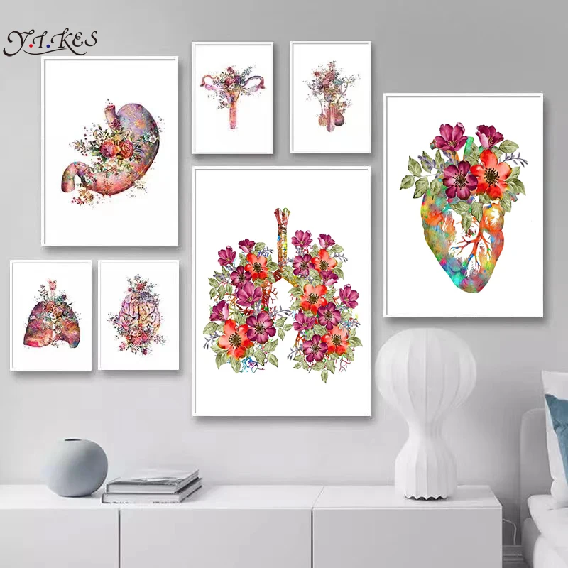 Abstract-Flower-Anatomy-Organ-Internal-Organs-Bone-Decomposition-Mural ...
