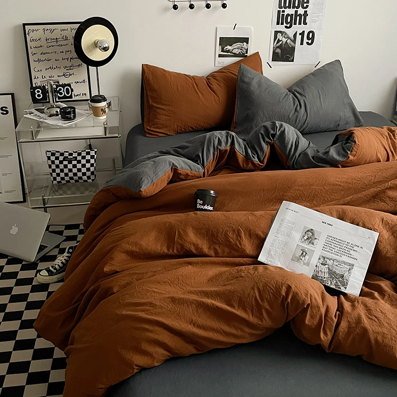 Caramel-color-Bedding-Comforter-sets-Duvet-Cover-Bedsheets-set-with ...