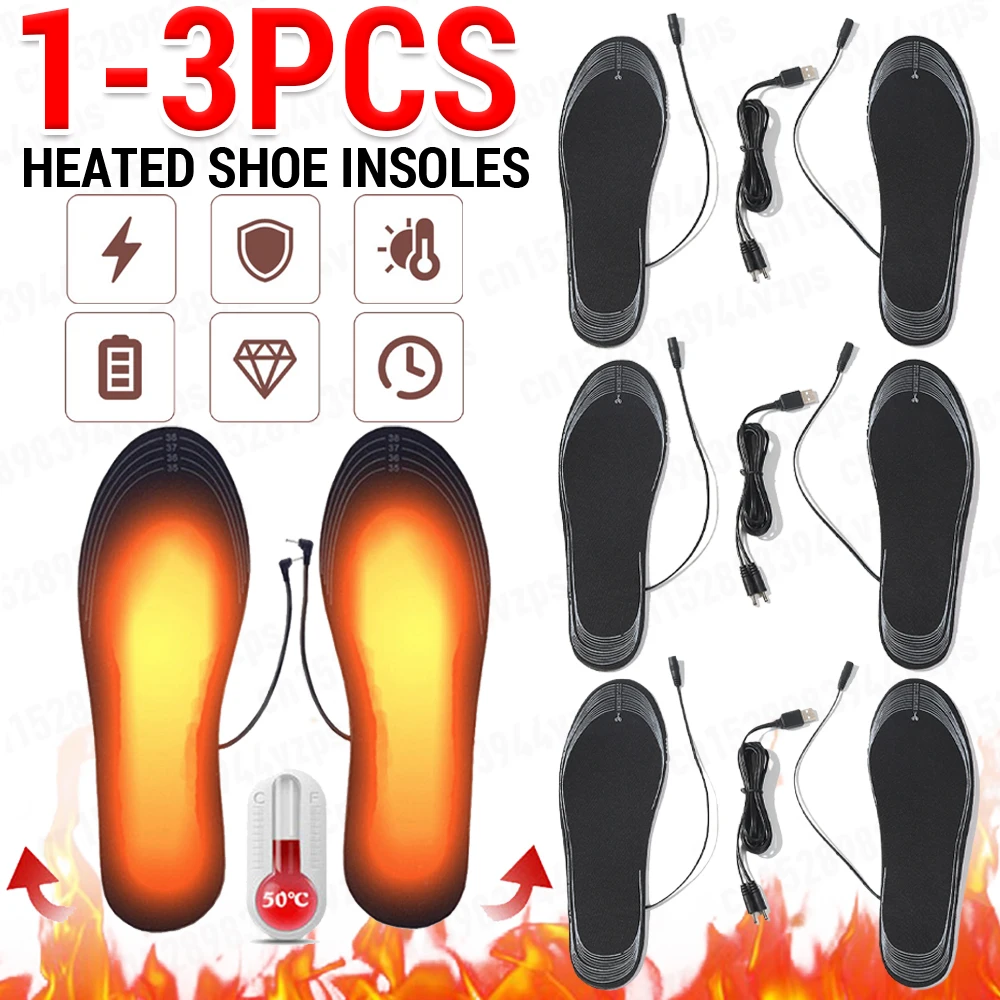 1-3PCS-Heated-Shoe-Insoles-Electric-Insole-Heater-Foot-Warmer-Pad-Feet ...