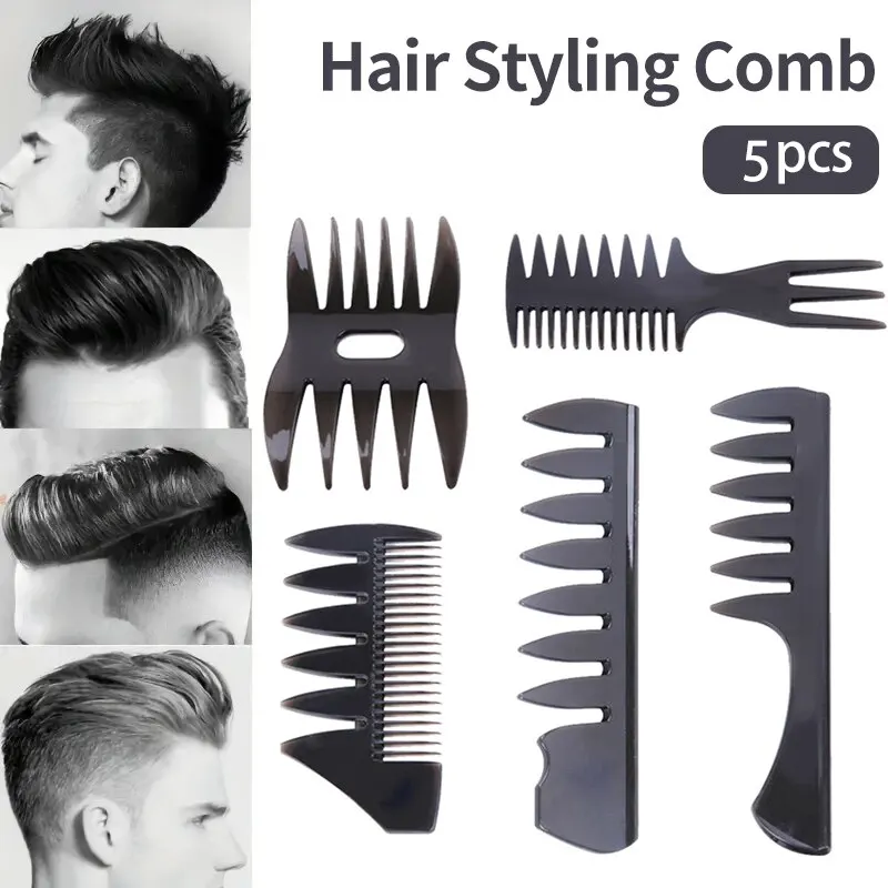 Vintage-Oil-Hair-Comb-5Pcs-Set-Back-Hair-Wide-Tooth-Airplane-Head-Comb ...