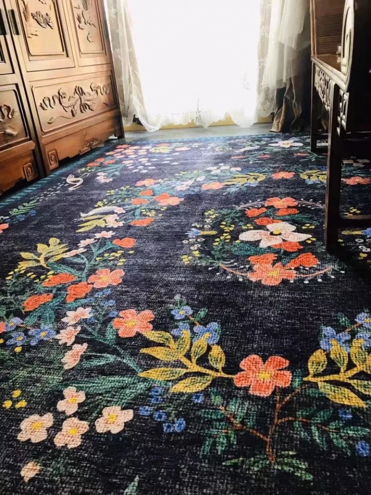 Vintage-Flower-Art-Living-Room-Carpet-Luxury-Home-Decor-Aesthetics ...
