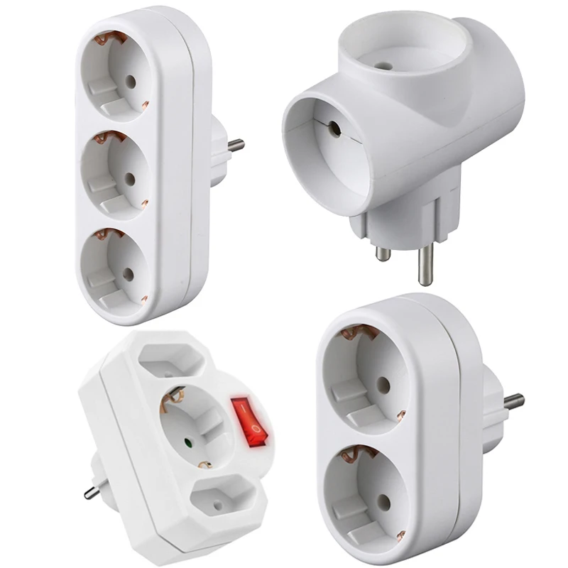 European-Grounding-1-to-3-EU-Schuko-Socket-Adapter-Germany-France-Wall ...