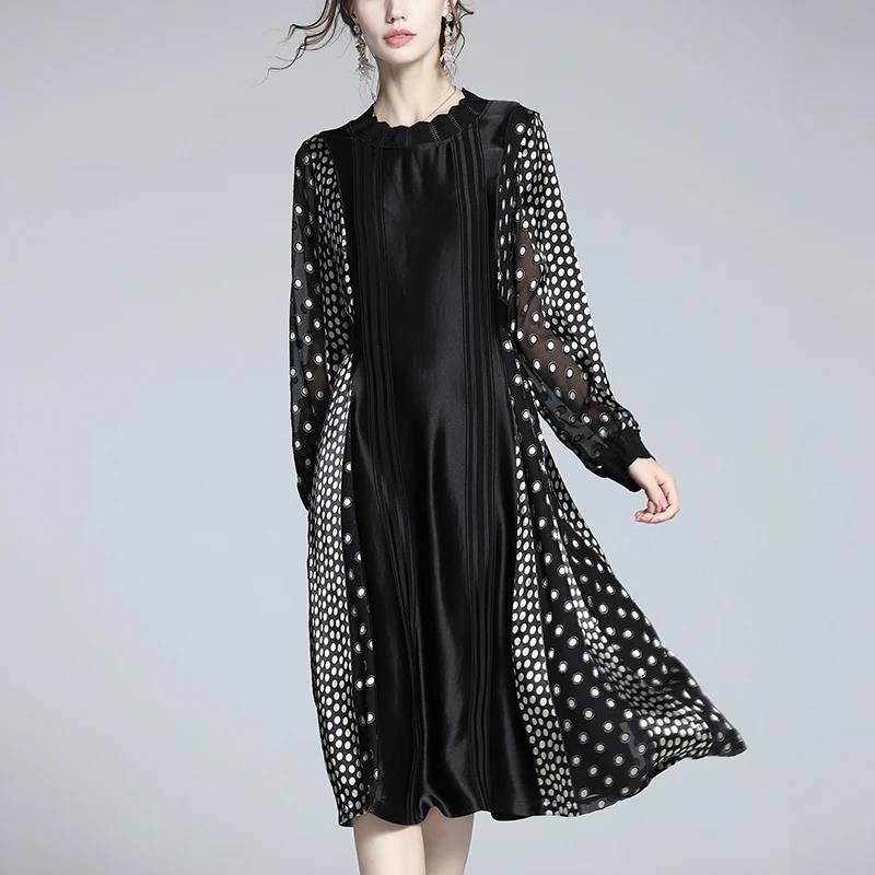 Autumn Loose Floral Midi prom Dress 2022 Summer Print Natural Silk ...