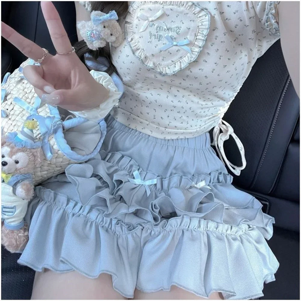 Ruffle-Women-Skirt-Cute-Sweet-Japanese-Style-Mini-Skirts-Bow-Patchwork ...