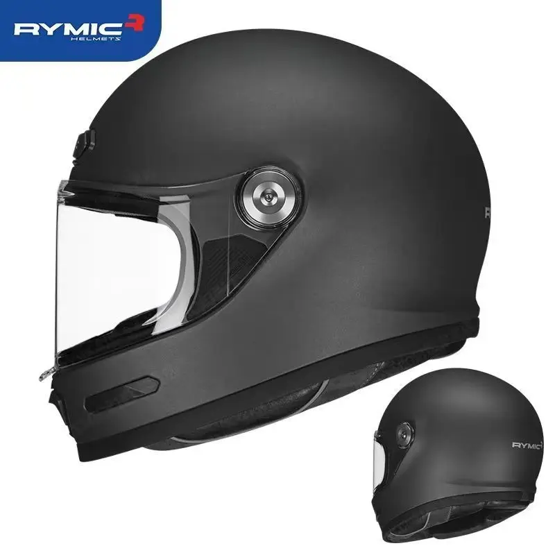 Casco de motocicleta retro con certificación DOT ECE de RYMIC, casco integral para caballero ...