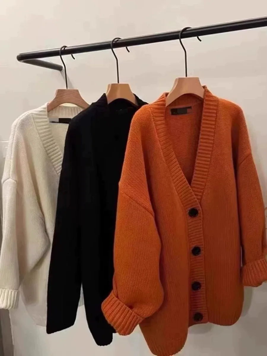 European station autumn-winter large V-neck cashmere cardigan women's ...