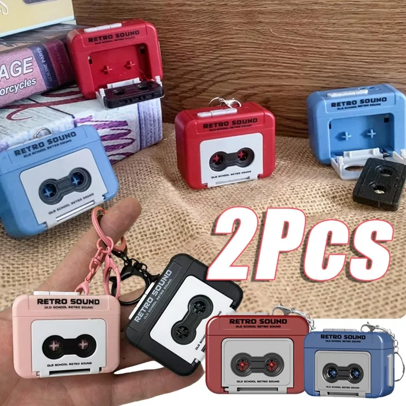 2Pcs Retro Keychain Recorder Player Music Schoolbag Backpack Decoration ...