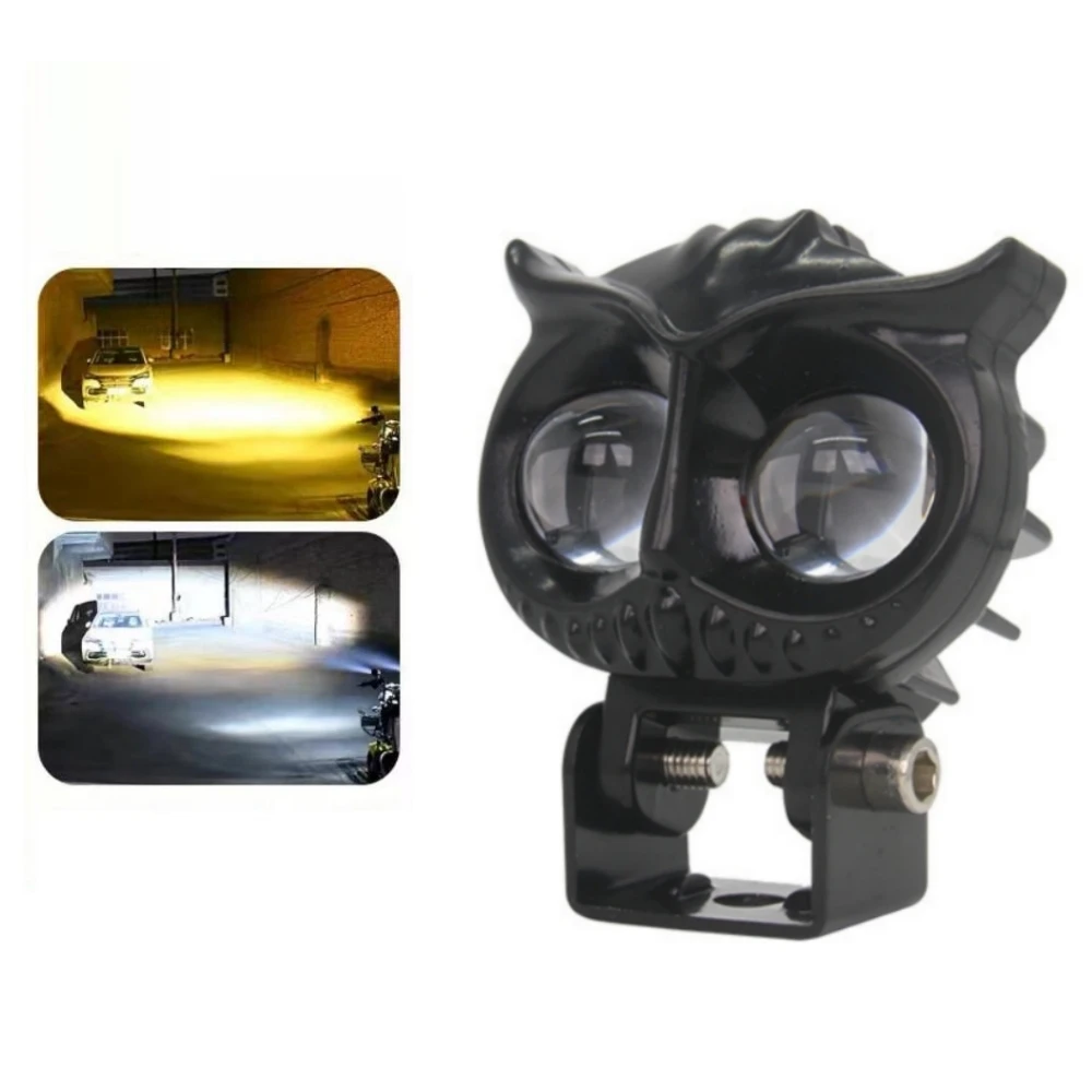 1Set-LED-Dual-Color-Motorcycle-Headlight-Owl-Design-Mini-Auxiliary ...
