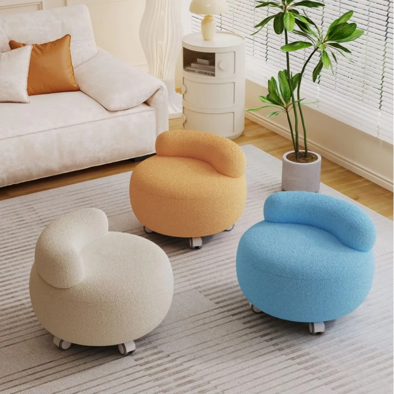Cream Style Lamb Wool Stool, Luxury Living Room Ottoman, Soft Children ...