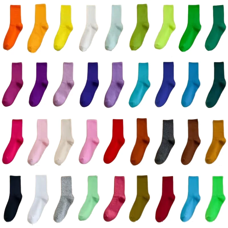 33-Colors-Designer-Socks-Women-Solid-Color-Black-White-Pink-Breathable ...