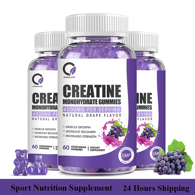 Grape Flavored Creatine Monohydrate Gummy - Supports Muscle Cellular ...