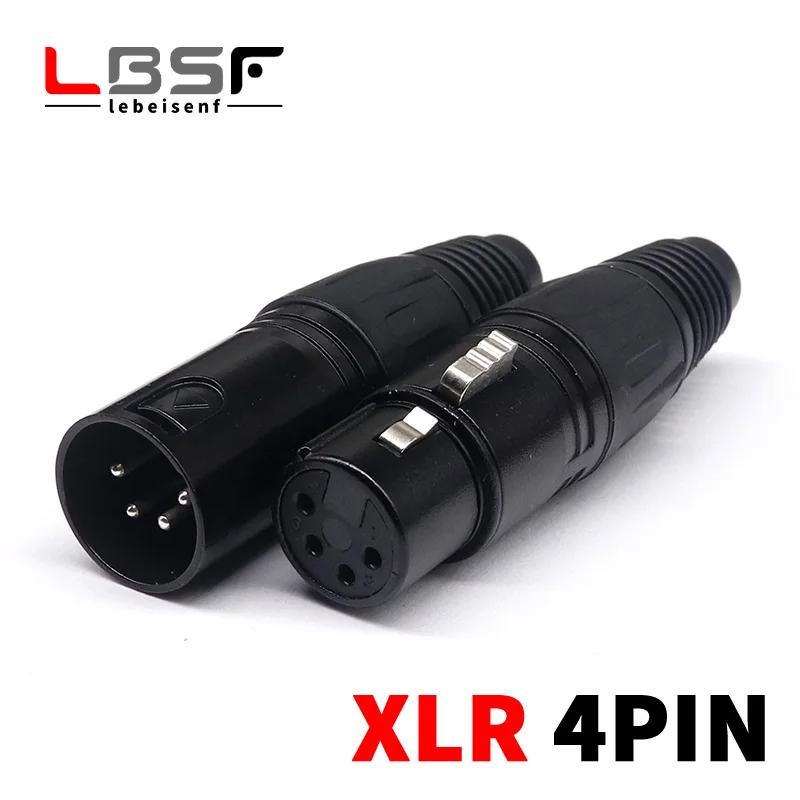 XLR-4-Pin-Male-Female-Microphone-Audio-Cable-Plug-Connector-Cannon-MIC ...