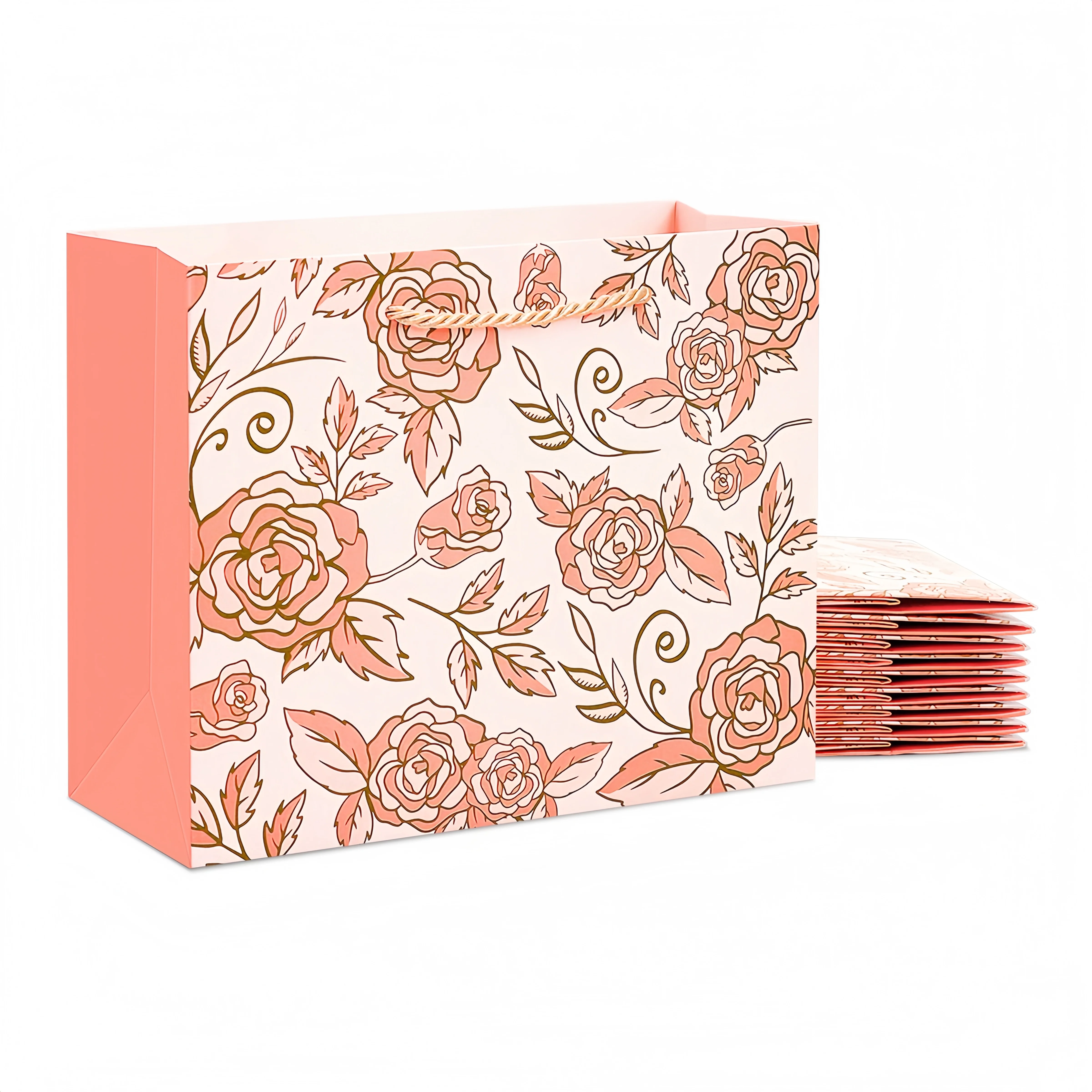 2/5pcs rose flower paper bag holiday party gift bag garment hand ...