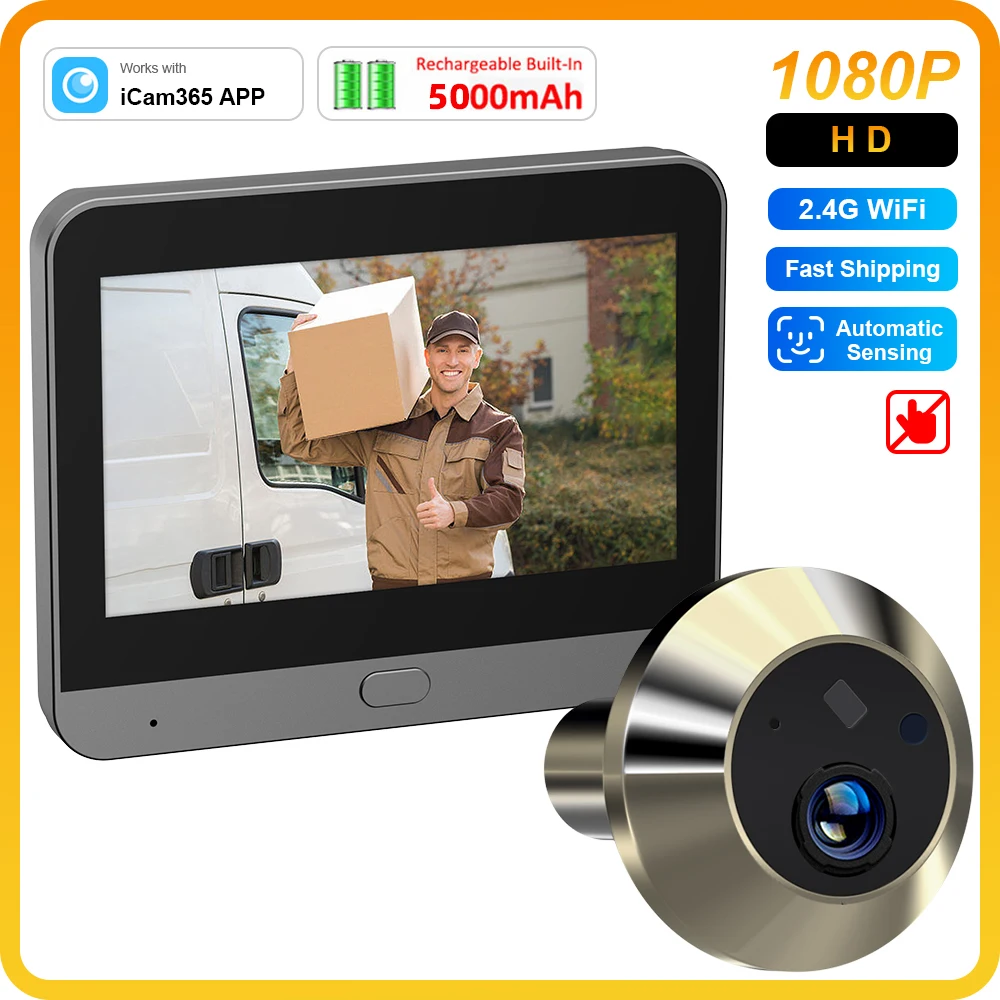 ICam365-APP-1080P-2-4G-WiFi-Camera-Door-Peephole-Automatic-Sensing-Door ...