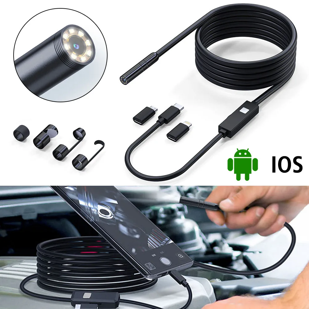 Car Diagnostic Tools 8mm 8LED Camera Industrial Endoscope 2000K Pixels ...