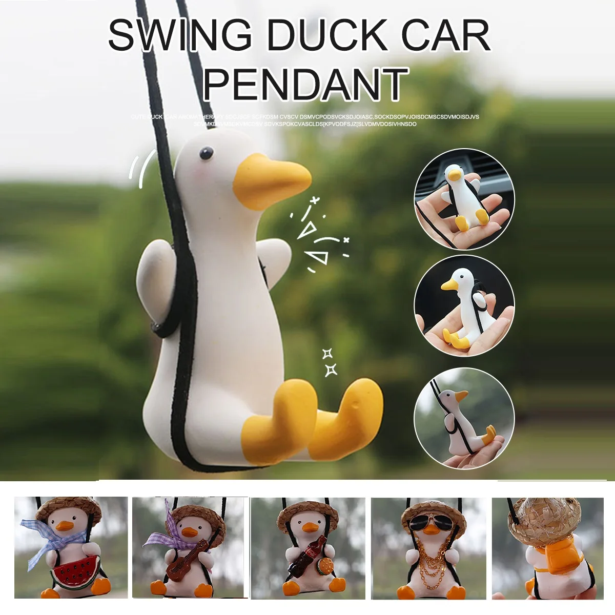 Cute Swinging Duck Rearview Mirror Pendant Hanging Ornament Swing Ducks ...