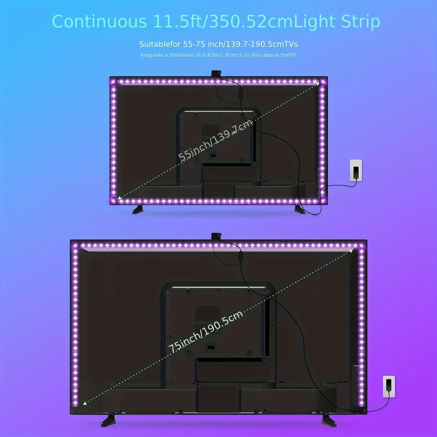 Real-Time RGBIC USB LED Backlight with Camera (3.8M-55-65inch TV)