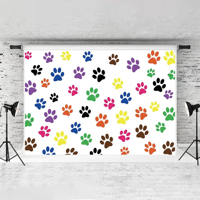 Colorful Paw Prints Background