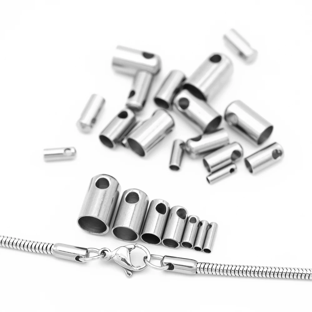 20pcs-Stainless-Steel-Column-End-Tip-Cap-Crimp-Clasps-Connector-Fit ...