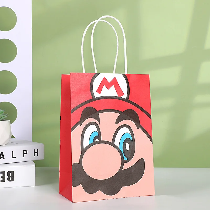 Bolsa de regalo de papel con asa para fiesta de Super Mario, bonitas ...