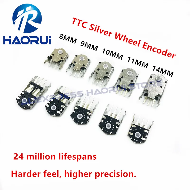 5Pcs-TTC-Silver-Wheel-Encoder-8MM-9MM-10MM-11MM-14MM-Rotary-Mouse ...