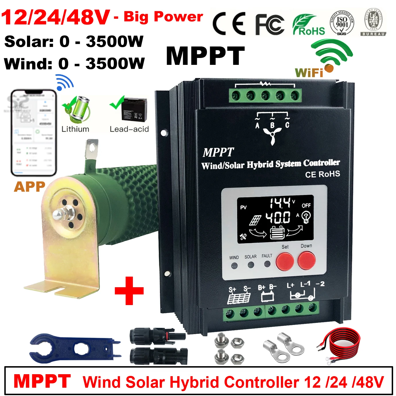 big power 3000w-7000W Hybrid Solar Wind Charge Controller Power System ...