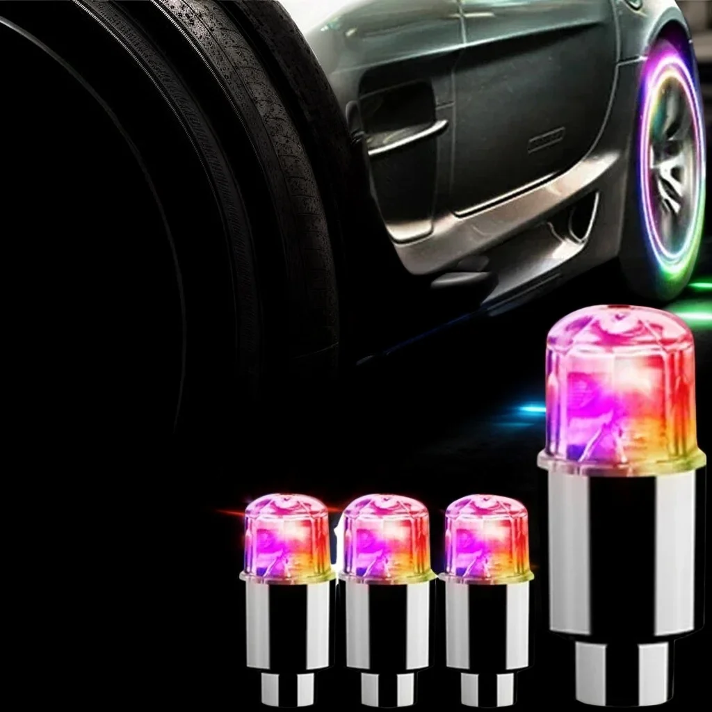 Bicycle Tire Valve Cap LED Lights - Colorful Flash Lamps for Car ...