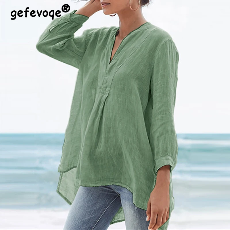 Camisas-de-playa-irregulares-de-gran-tama-o-Vintage-para-mujer-Blusas ...